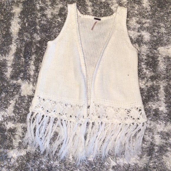 Poof Girl | Jackets & Coats | Poof Girl Knit Fringe Little Girl White ...
